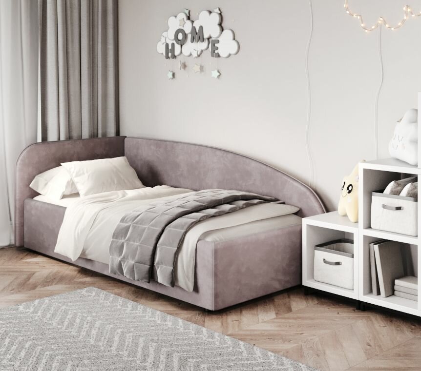 Кровать Элис 90х200 Лиловый Велюр Левый Угол
