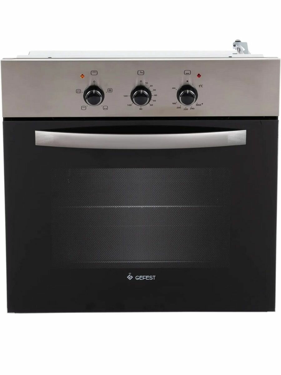 Духовой шкаф газовый встраиваемый GEFEST ДГЭ 601-01 Н1, объем 52 л, 4 режима работы, газ-контроль, цвета нержавеющей стали
