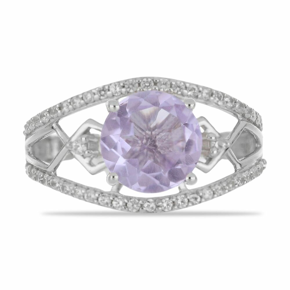 Кольцо тонкое, серебро, 925 проба, родирование, аметист