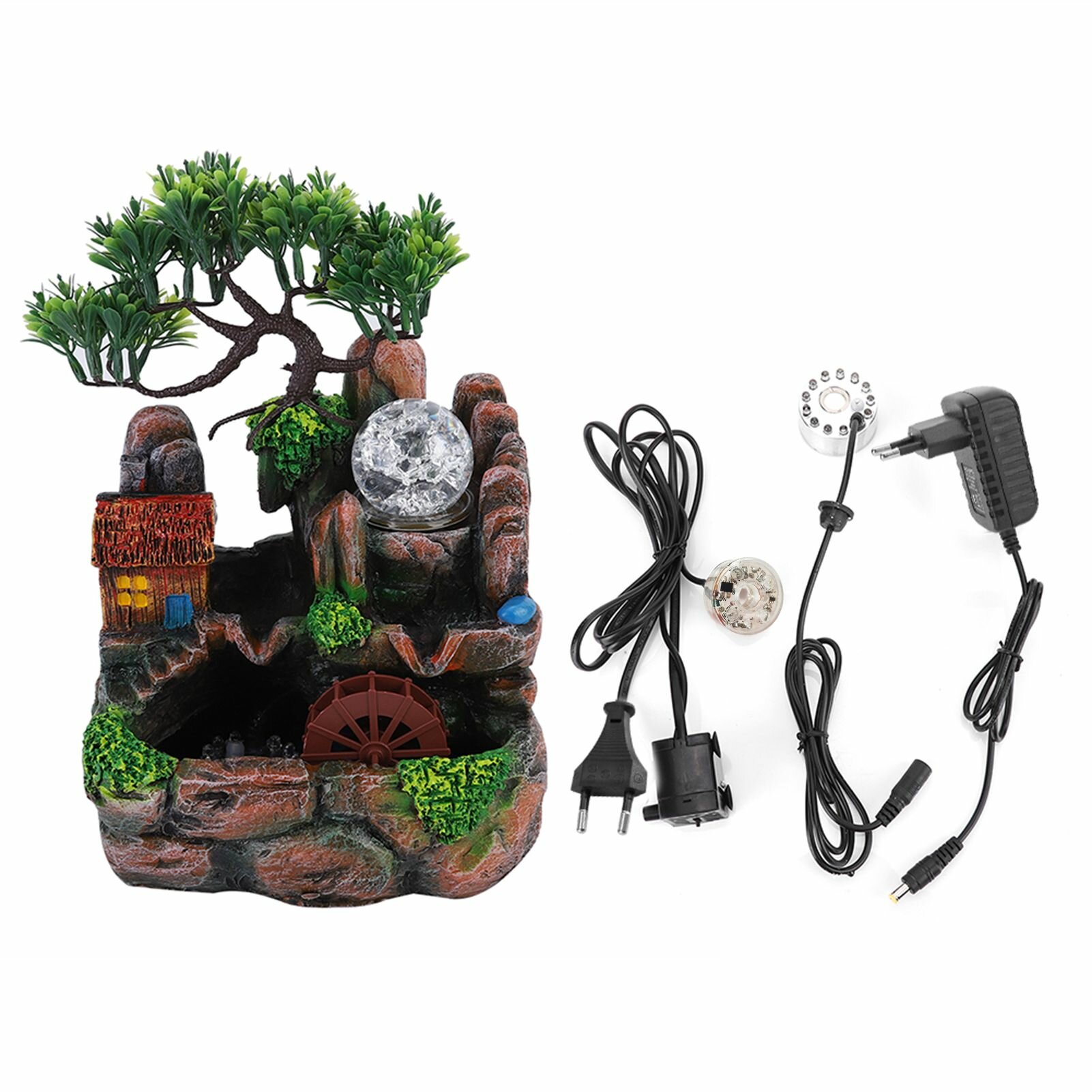 Настольный декоративный фонтан из искусственной смолы с распылением, 220V евровилка