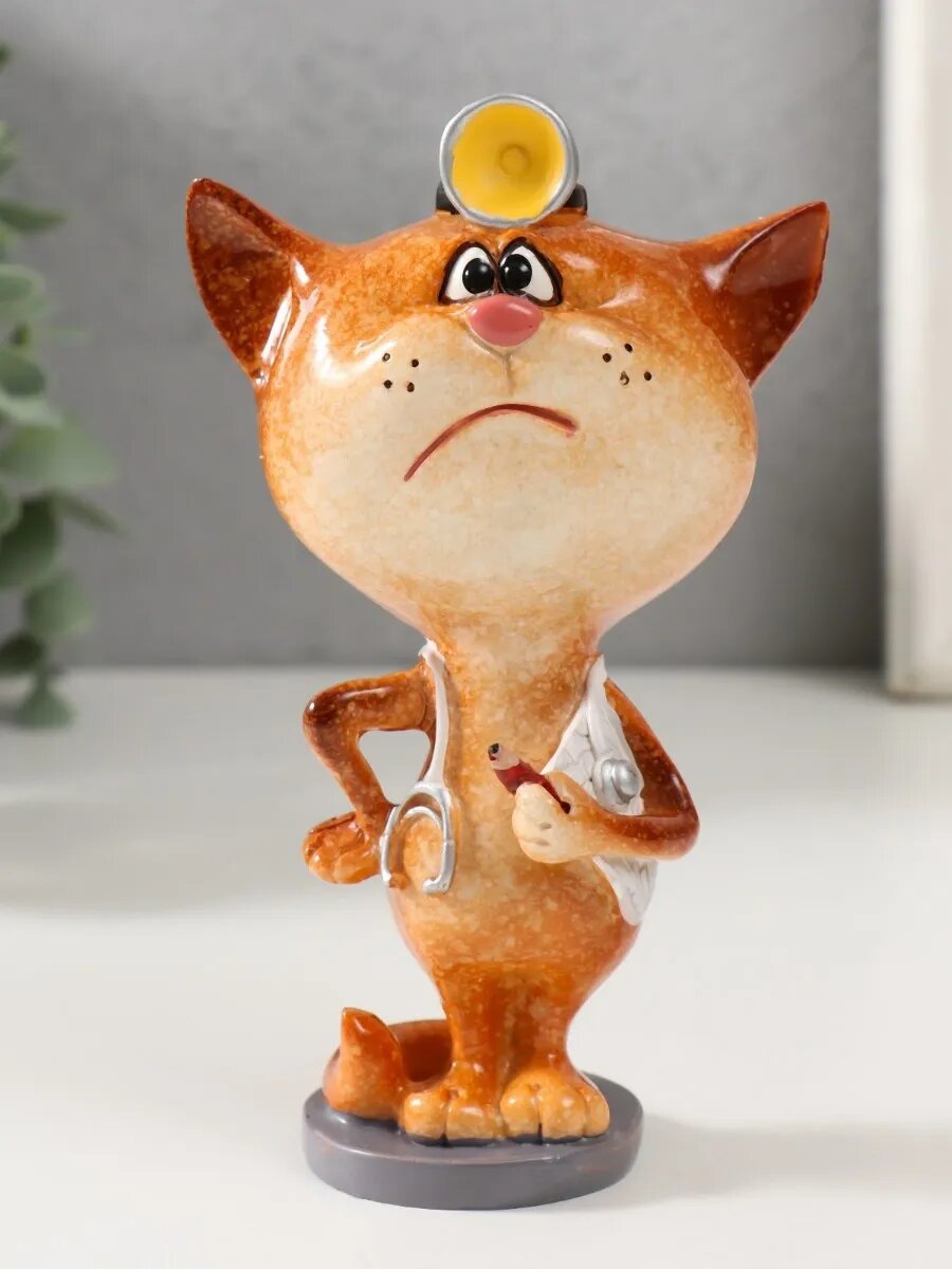 Фигурка, подарок с юмором, "Кот врач", полистоун, 8 см, для украшения интерьера