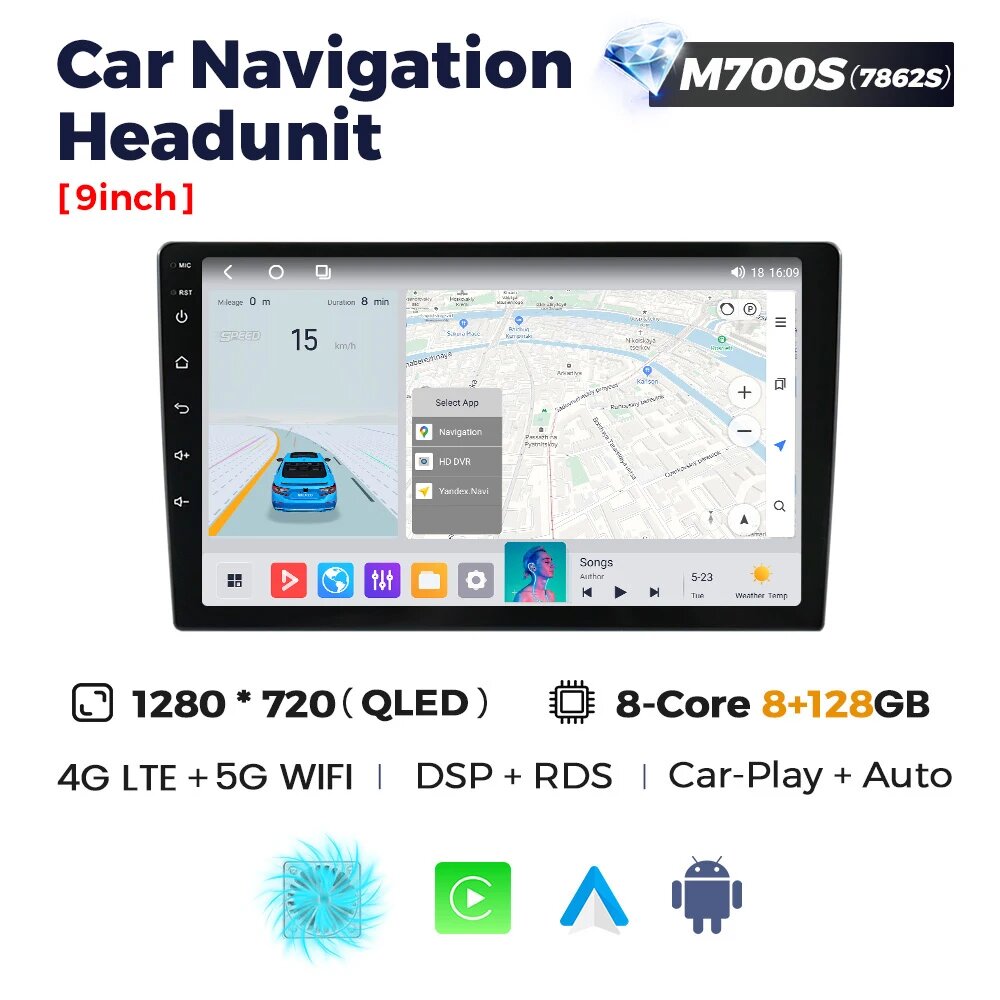MEKEDE умный автомобильный радиоприемник Android Auto беспроводной CarPlay универсальный 9M700S