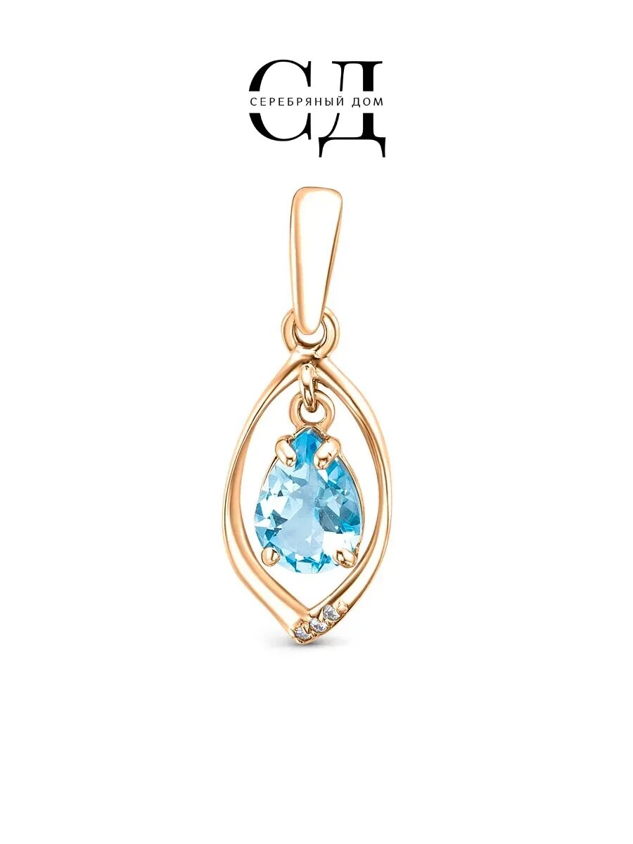 Подвеска, серебро, 925, 585 проба, золочение, фианит