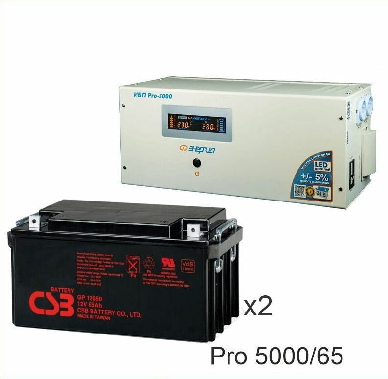Энергия PRO-5000 + Аккумуляторная батарея CSB GP12650 / ИБП для газовго котла отопления