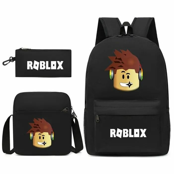 ROBLOX Школьный портфель для мальчиков, девочек и подростков с карманом для канцелярских принадлежностей + сумка через плечо (набор из 3 штук)