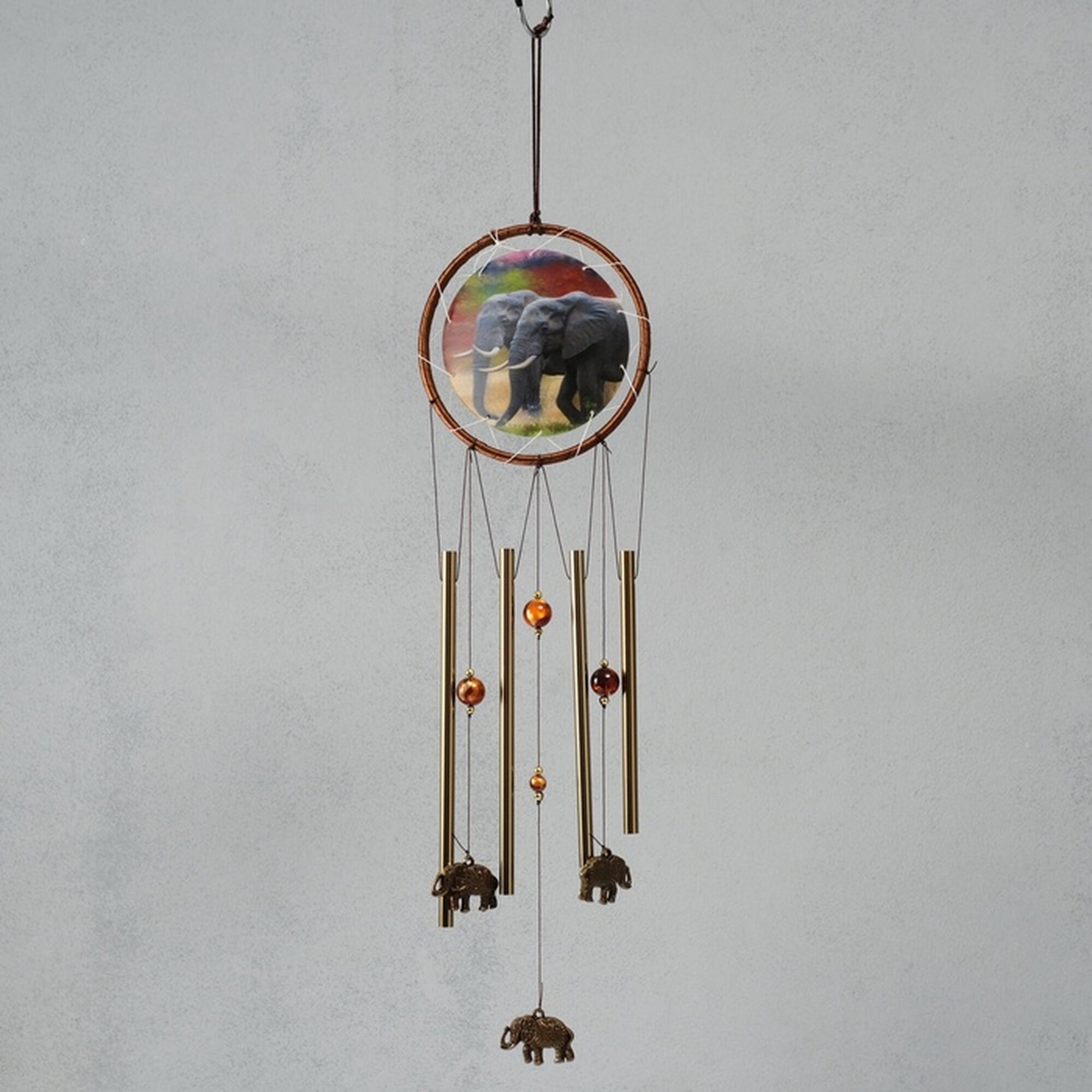 Музыка ветра Сима-ленд "Слоны", металл, текстиль, пластик, 1,8x16x57 см