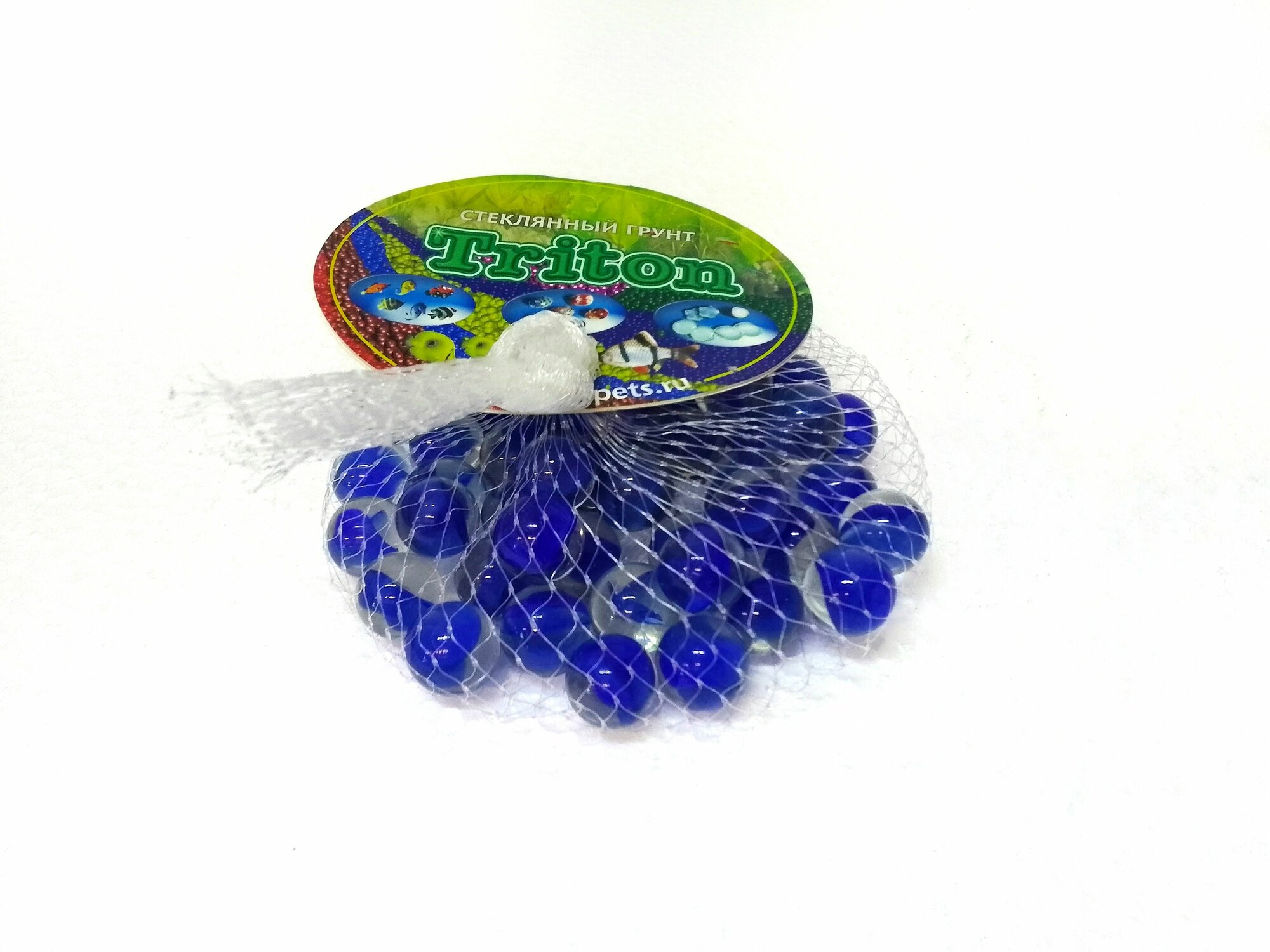 Грунт аквариумный Triton №16 стеклянные шарики прозрачный синий