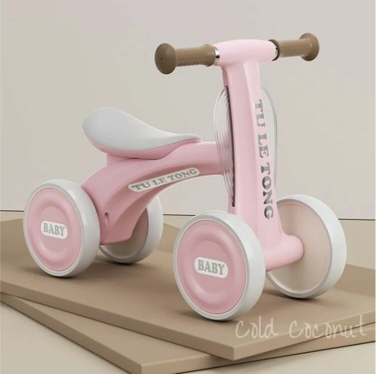 Беговел детский Sprout, 4 колеса, надувные, пластик, розовый, нагрузка до 50 кг