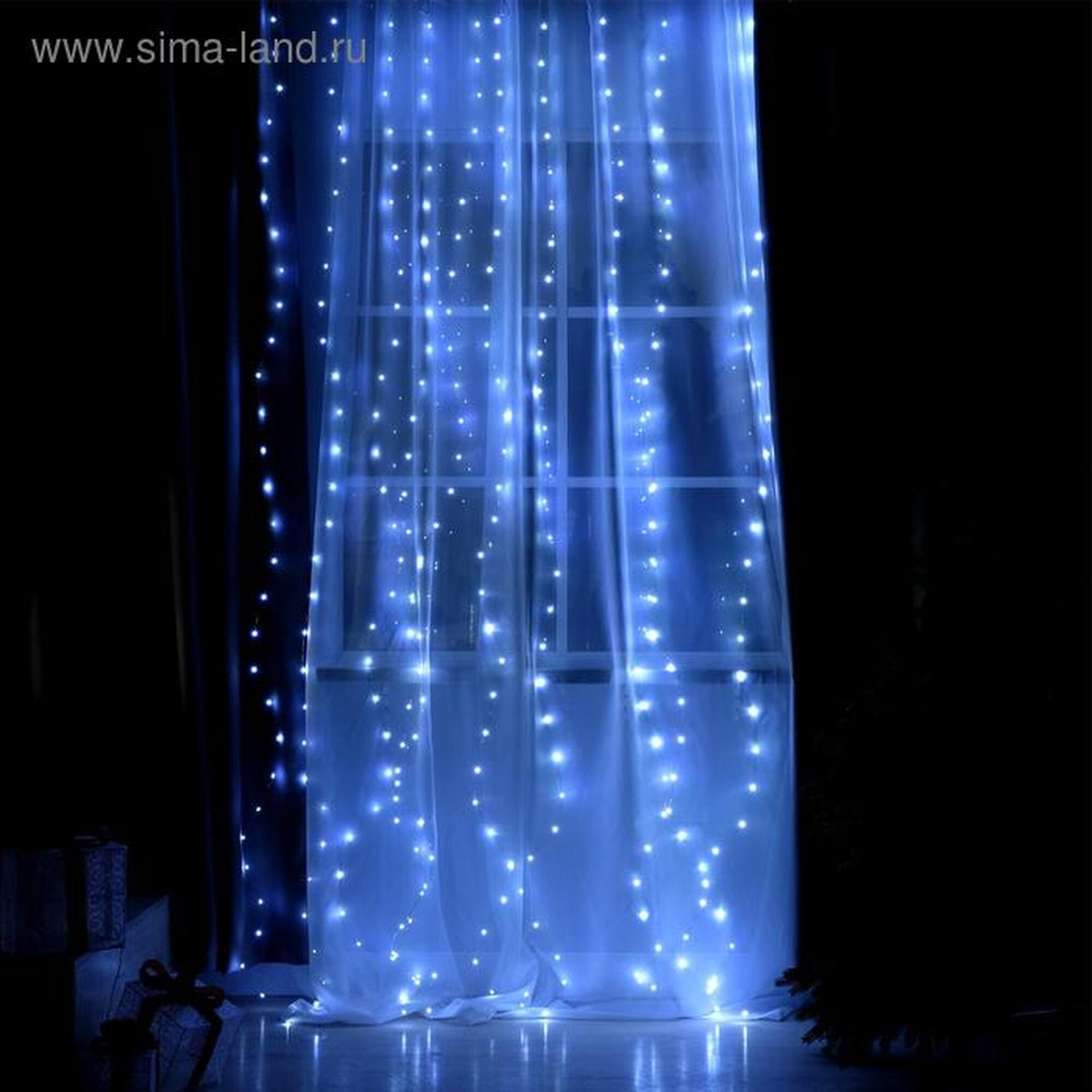 Гирлянда «Занавес» 2.8 × 3 м роса на крючках, с пультом, IP20, серебристая нить, 300 LED, свечение белое