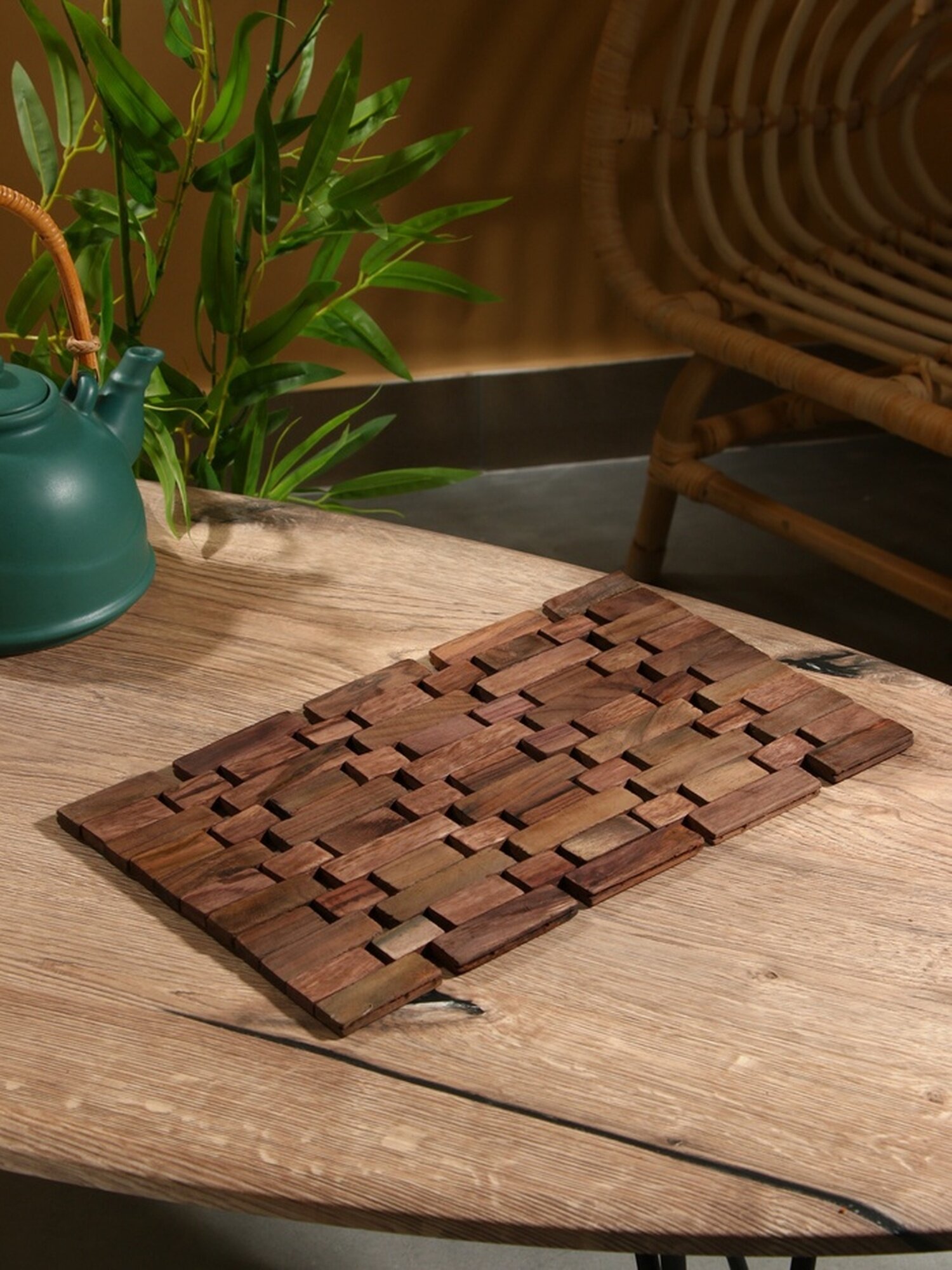 Коврик из тикового дерева, 30×20×0.7 см