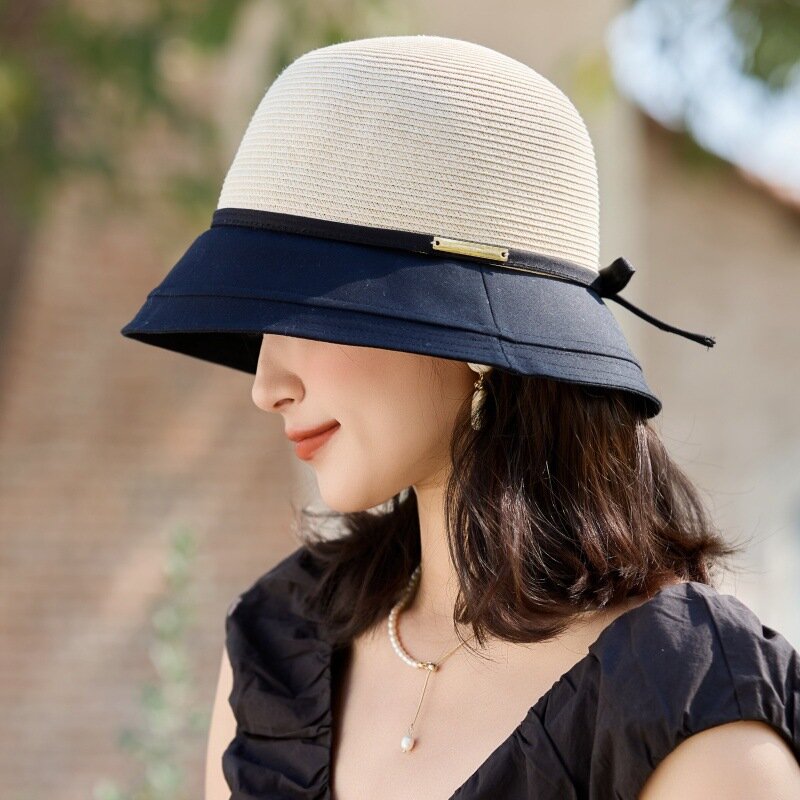 Шляпа "Летний новый стиль", женская, с вышивкой, черная