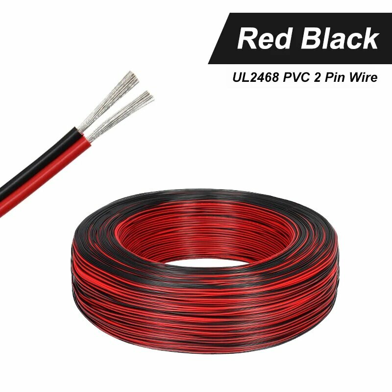Электрический провод UL2468 красный черный 2-контактный 30 28 26 24 22 20 18 16AWG 18AWG (0.75mm2), Red-Black, 50 meters