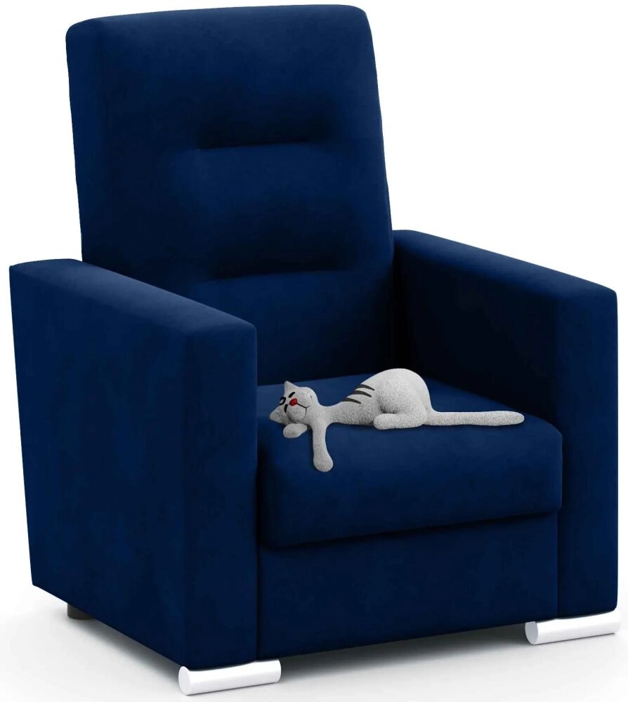 Кресло для отдыха Комфорт DIVANO с высокой спинкой, велюр, синий дизайн 5
