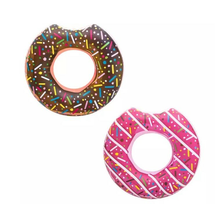 Надувной круг для плавания "Пончик" диаметр 107 см, от 12 лет, до 100 кг, ассорти, BESTWAY, 36118