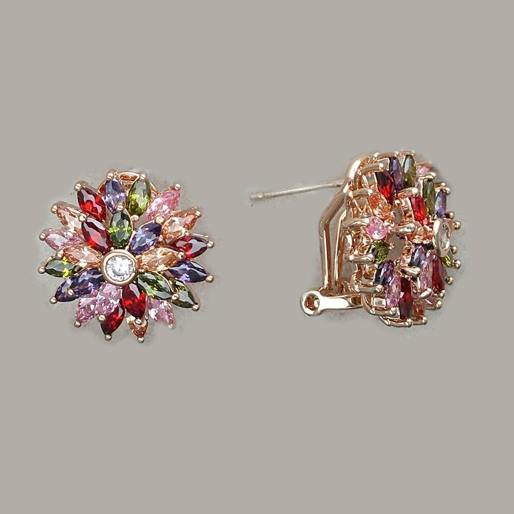 Серьги, сталь, циркон