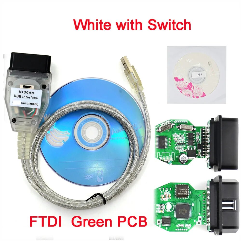 Горячо! Кабель-переходник FTDI OBD2 K+CAN для диагностики автомобилей, диагностический сканер OBD2, инструменты K-line, K DCAN для серии B white switch