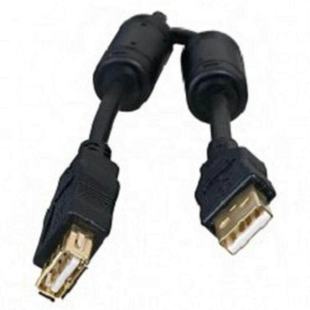 5bites кабели UC5011 - 018A Проф. Кабель USB2.0, AM AF, зол. разъемы, ферр. кольца, 1.8м, черный