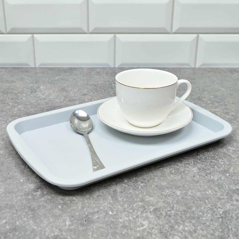 Поднос сервировочный «HoReCa» с защитными бортиками, 29х19х2см, пластик, цвет светло-серый — фото 1