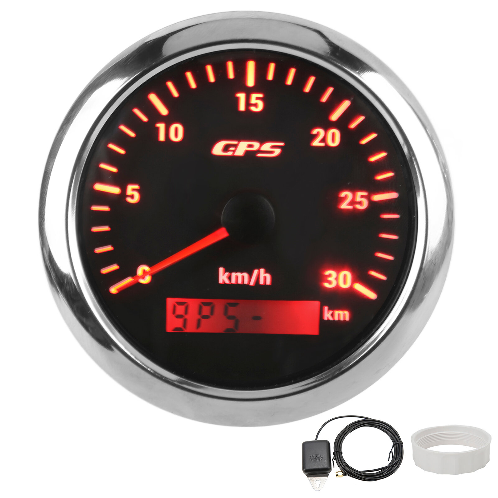 85 -миллиметровый морской Auto GPS Speedometer Universal Speed Odometer 9–32 В с 7 цветовой подсветкой для автомобильной лодки RV Yachtblack