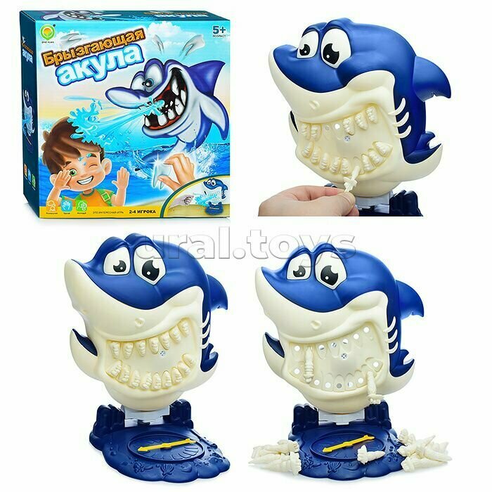 Настольные игры для детей и взрослых Веселая игра "Брызгающая акула" в коробке