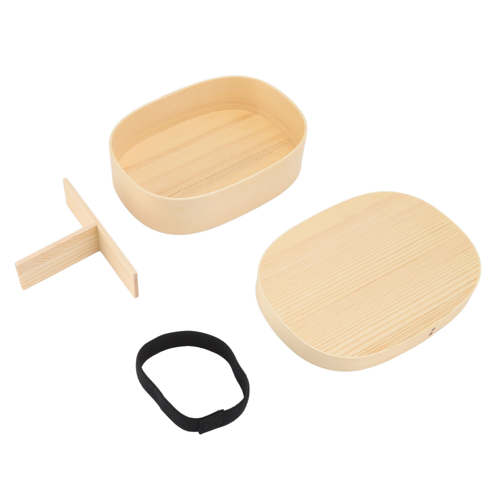 Bento Box Портативный японский стиль Деревянный большой однослойный съемный разделитель Обед Bento Box с ремешком