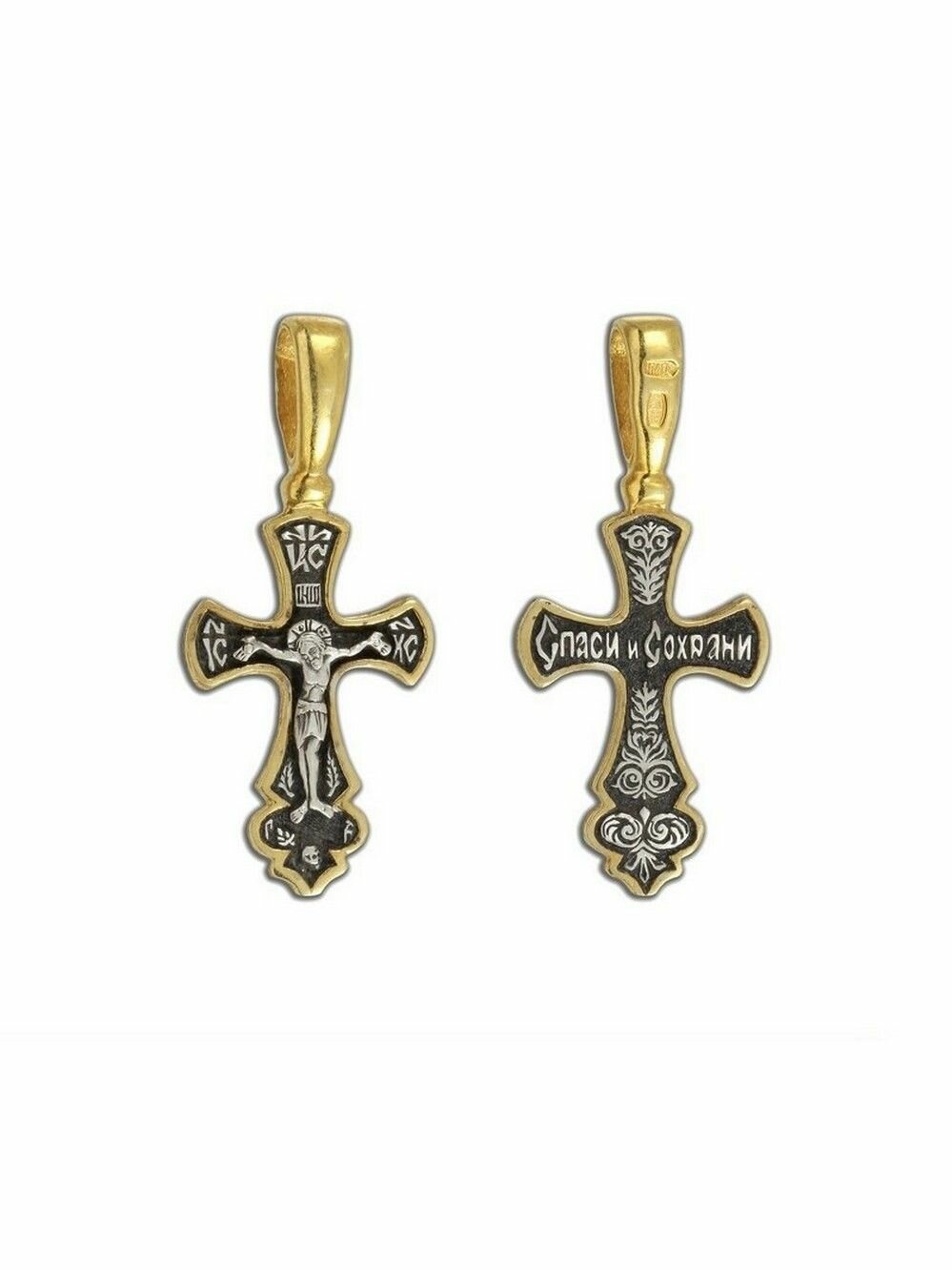 Крестик, серебро, 925 проба, чернение