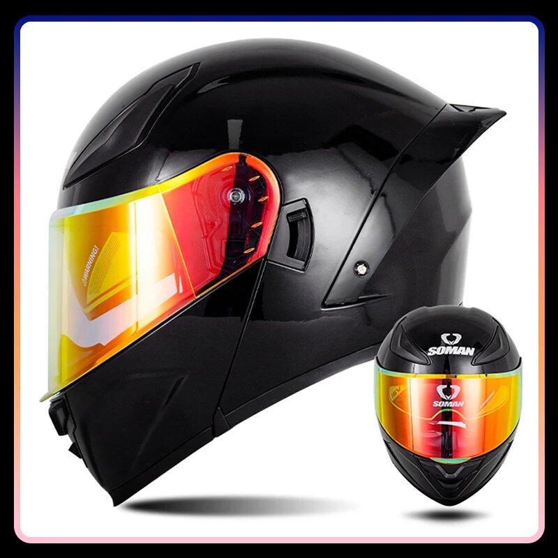 Мотоциклетные шлемы для мужчин и женщин, анфас, цветной откидной шлем с двумя линзами, одобренный DOT, фиолетовый модульный шлем Casco Para Moto