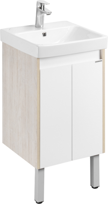 Тумба под раковину AQUATON Сканди 45 белая глянцевая, дуб верона