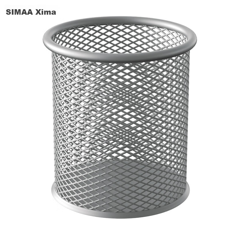 SIMAA Round Pen Holder, Mesh Anti-Rust Metal, Creative Minimalist Desktop Storage, Silver 20244