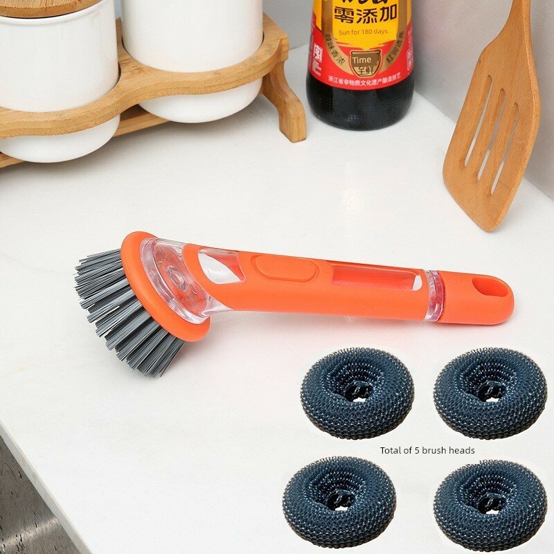 Кухонная щетка с длинной ручкой для мытья посуды, автоматическое дозирование жидкости, щетка для мытья посуды, бытовая