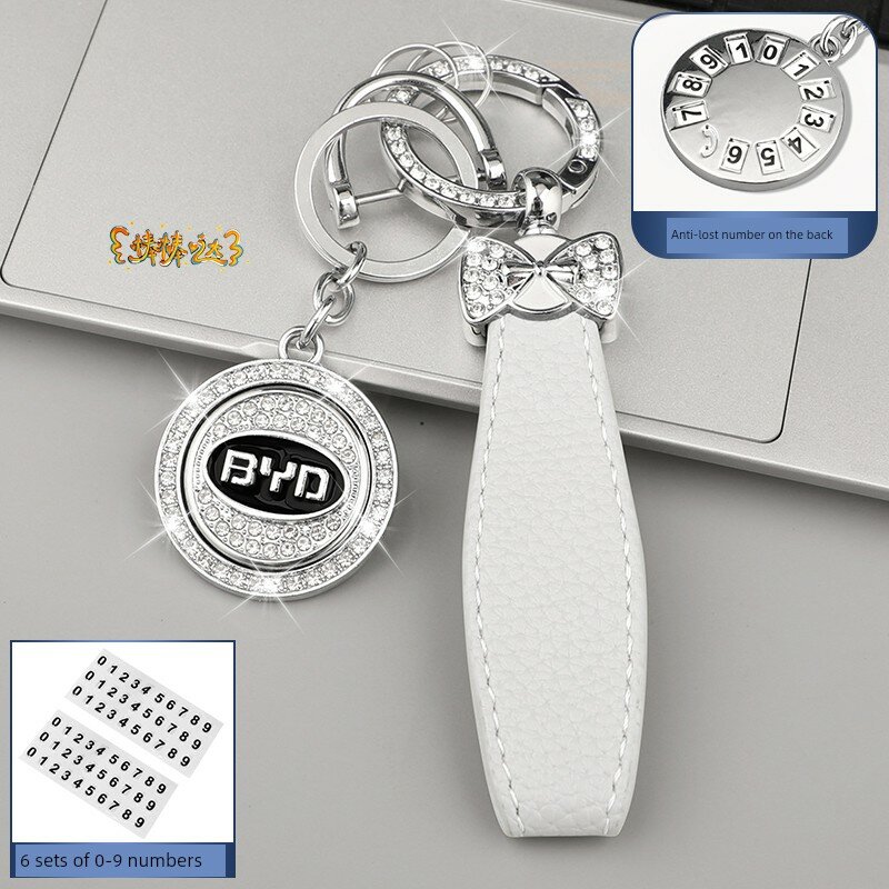 Брелок для ключей автомобиля для женщин, новый изысканный аксессуар для сумки с бриллиантовым бантом, брелок с номером