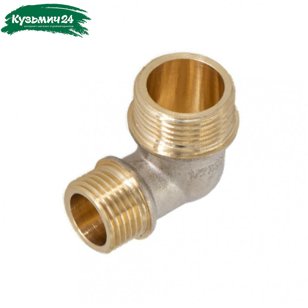 Угольник 90 гр, 1х3/4, НР, цанга-штуцер, переходной, для металлопластиковых труб, латунь
