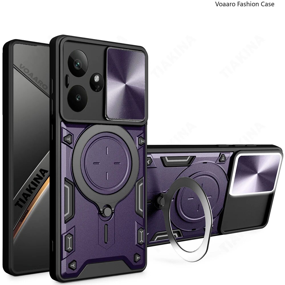 Чехол Slide Lens Armor Funda для OPPO Realme GT7 для Фиолетовый, фиолетовый, for Realme GT7 China