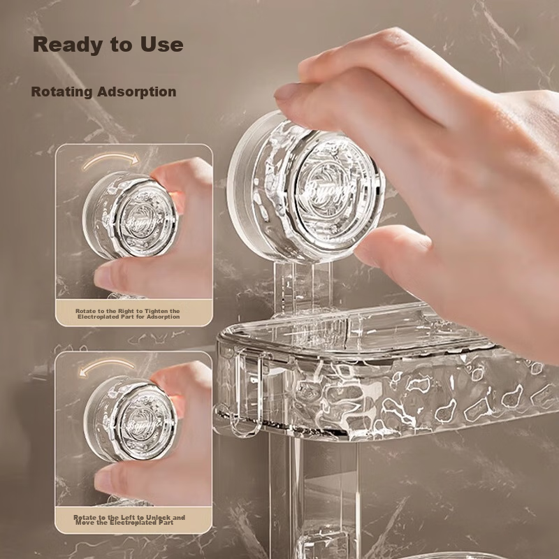 MUYA Suction Cup Soap Dish, Wall-Mounted, No Drilling Required, Soap Holder, Storage Rack, Household Bathroom Draining Washbasin Organizer