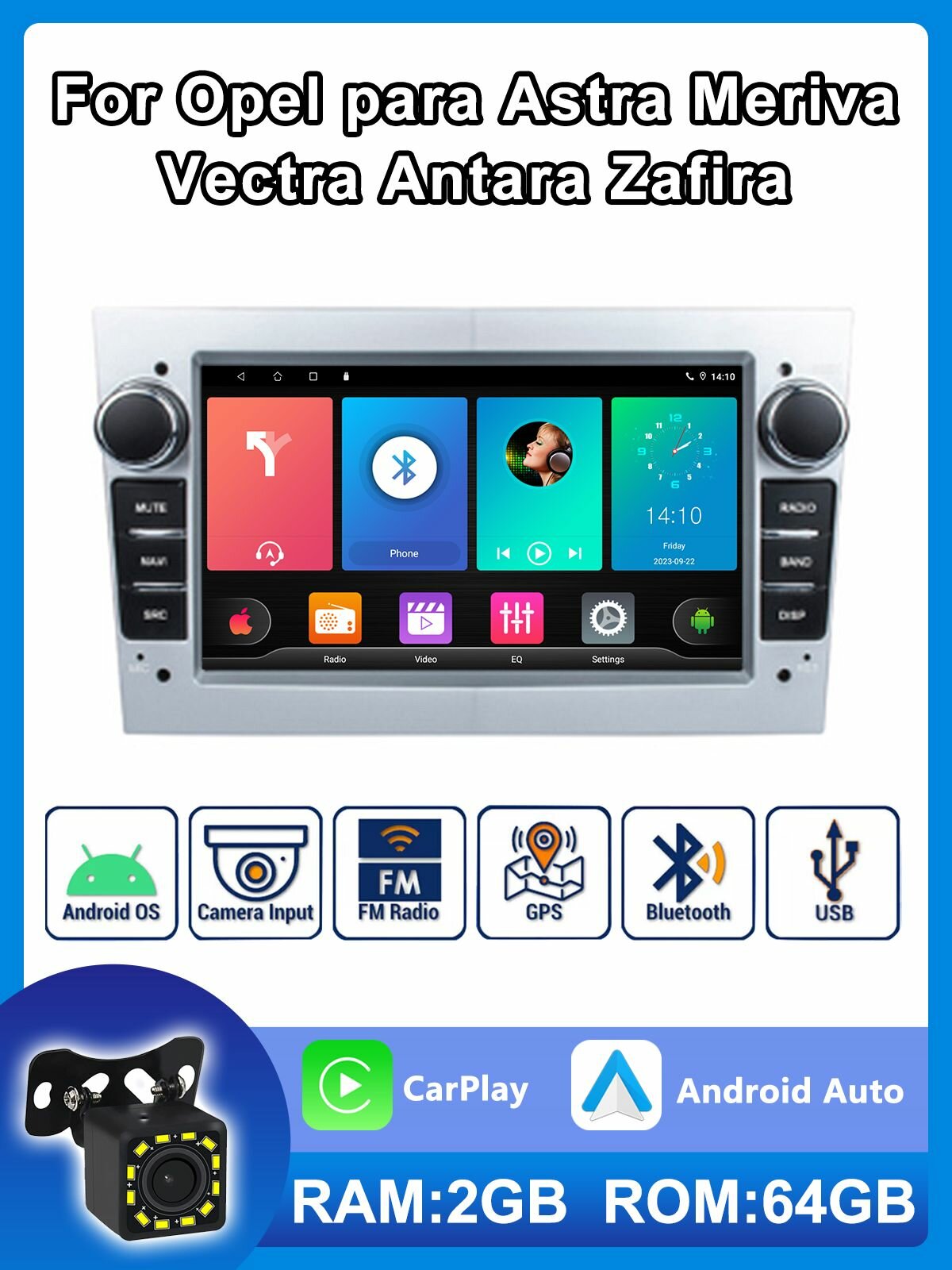 X-REAKO 7-inch Автомагнитола Android для Opel Astra H/J 2004, Zafira/Vivaro/Veda, RDS-IPS-Carplay-WiFi-SWC