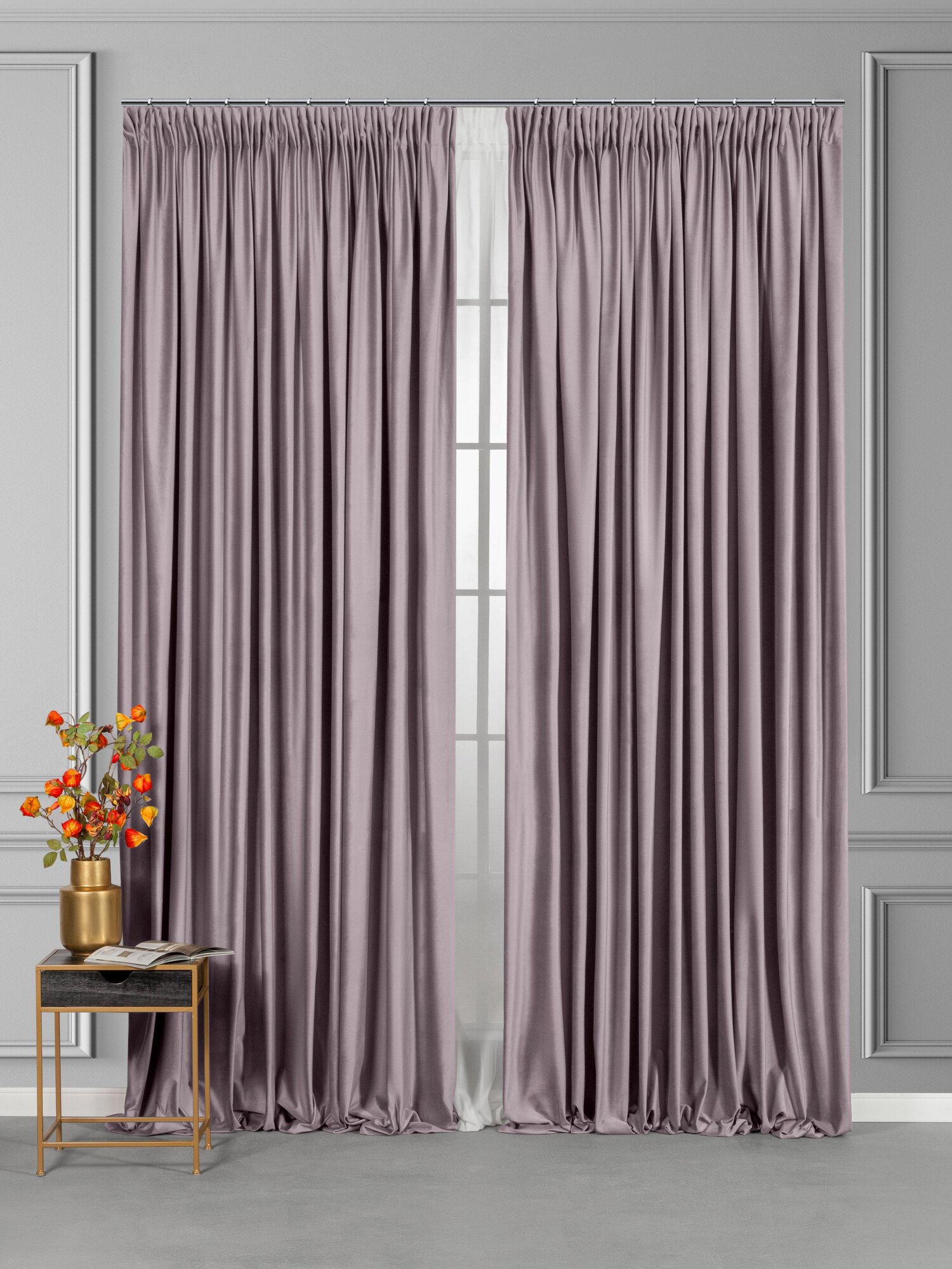 CASSIA Шторы для комнаты комплект "Вилен" бархат, 270 высота * 200 ширина - 2 шт, розовые