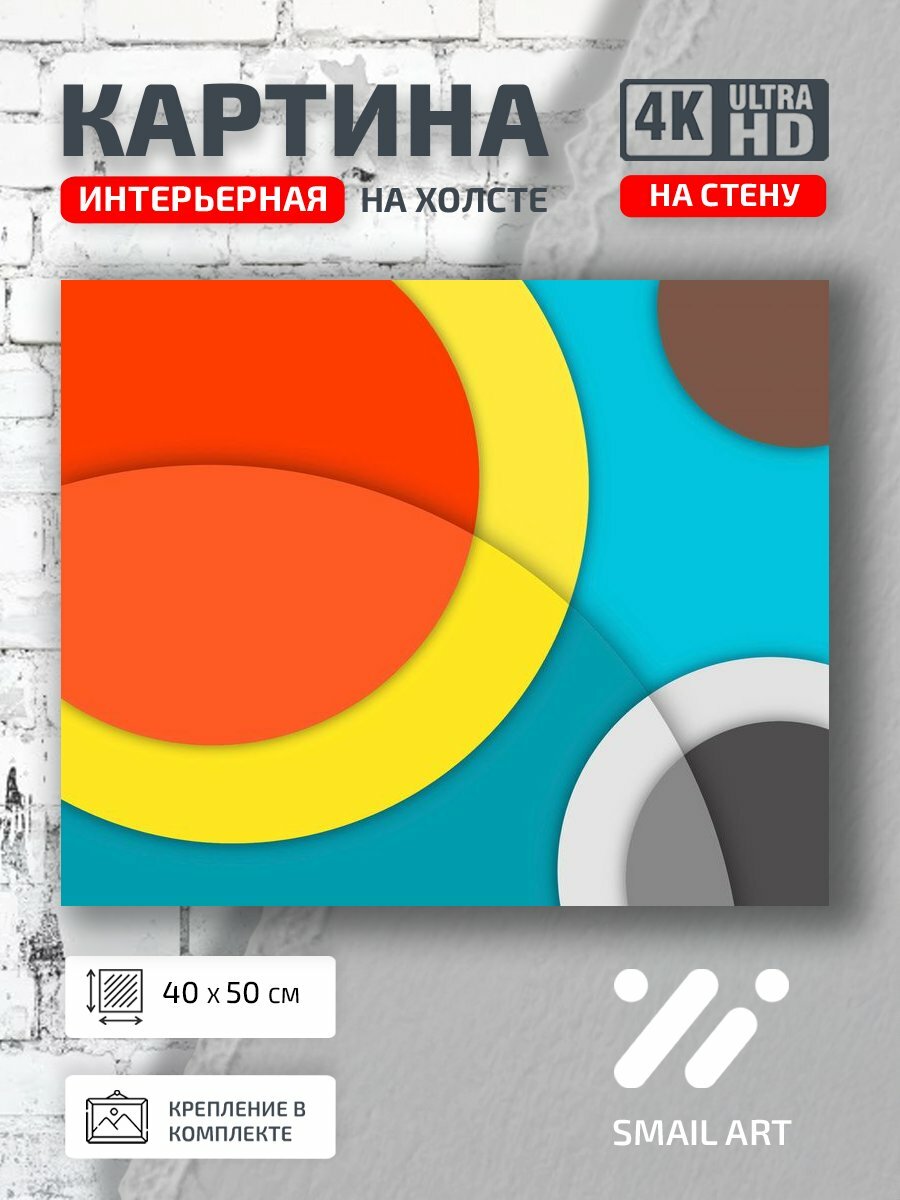 Картина на холсте интерьерная 40 на 50 на стену Круги material для гостиной атмосфера декор