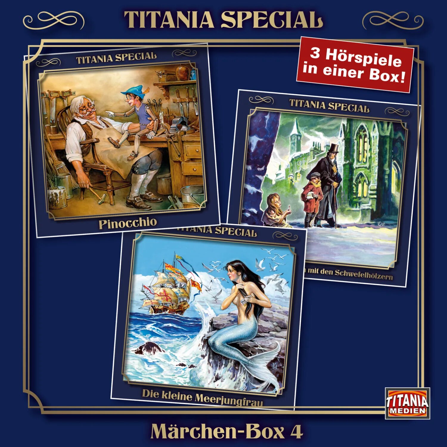 Titania Special, Märchenklassiker, Box 4: Pinocchio, Das kleine Mädchen mit den Schwefelhölzern, Die kleine Meerjungfrau [Аудиокнига]