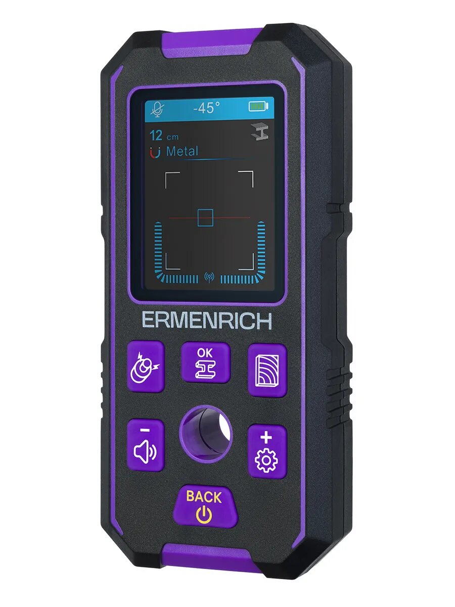 Детектор скрытой проводки Ermenrich "Ping SM70", ЖК-экран, звуковая индикация