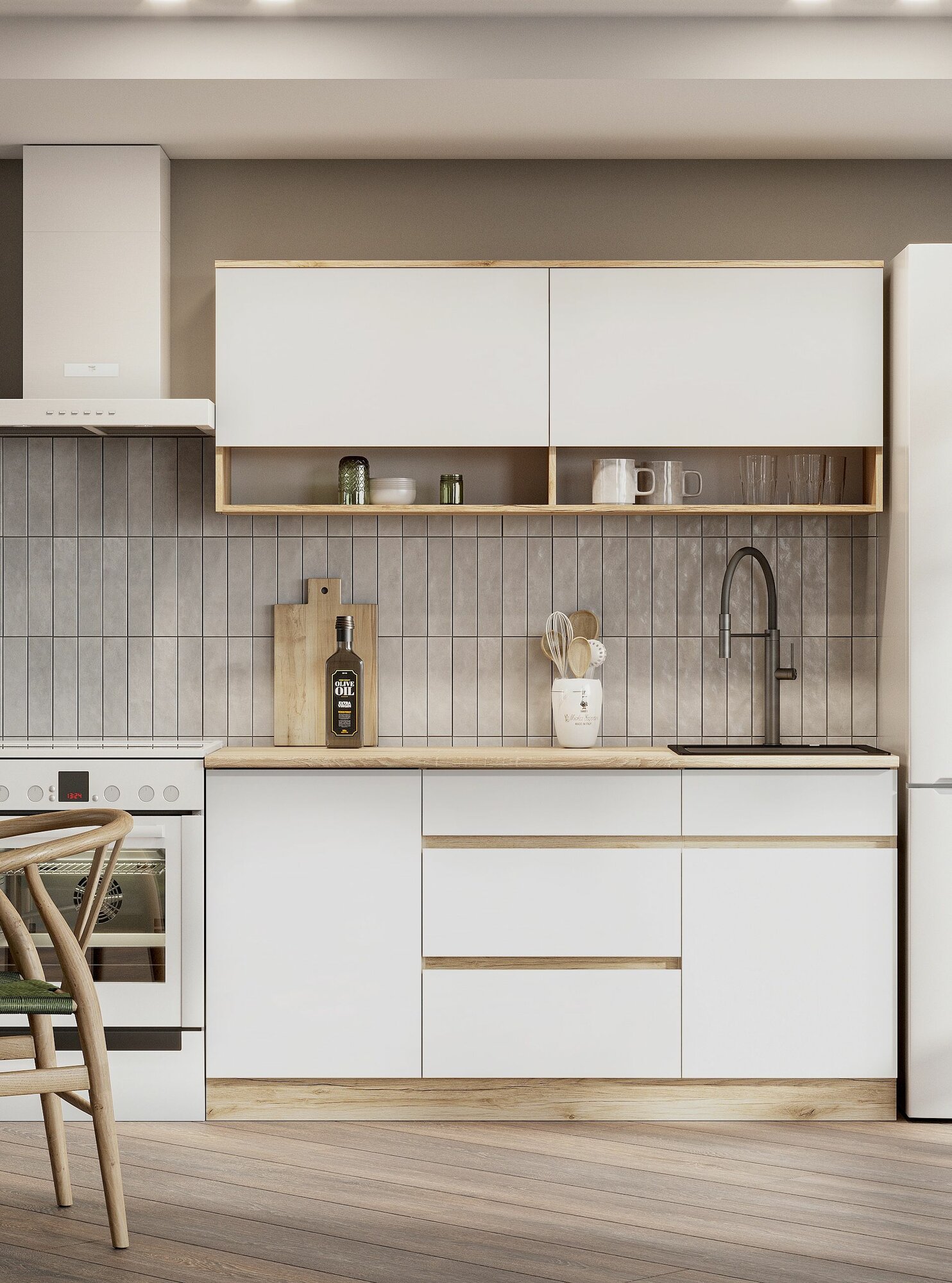 Кухонный гарнитур 1,6 м белый без ручек