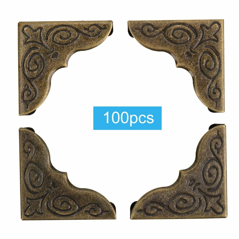 100 шт. угловая защита коробки в стиле ретро, голубая бронза, железо, сделай сам, чехол для края книги, защита для альбома, аксессуары, длина стороны 25 мм, высота 4 мм