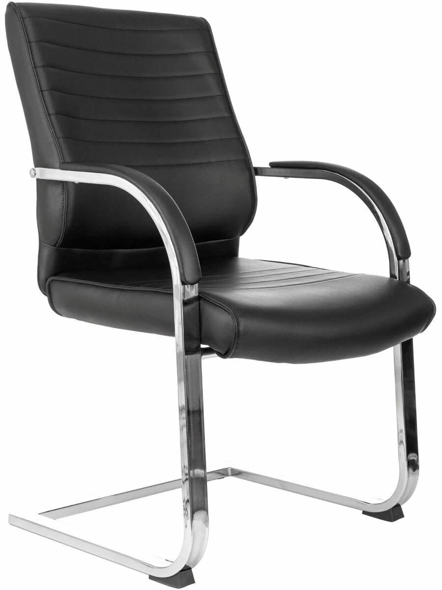 Кресло Бюрократ T-8010-Low-V черный эко. кожа низк. спин. полозья металл хром