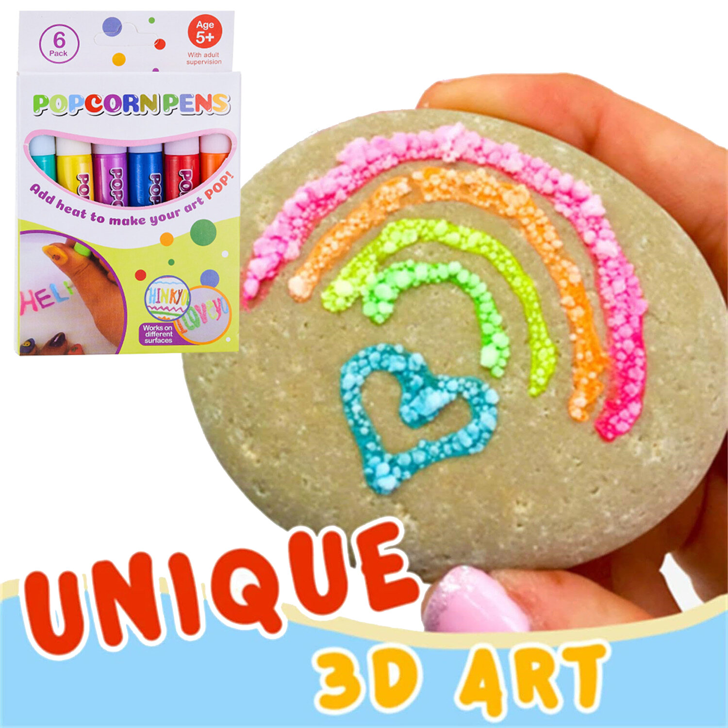 Magic Puffy Pens Popcorn Pens Puffy Paint Pens для детей Children's painting DIY brush 6 colors