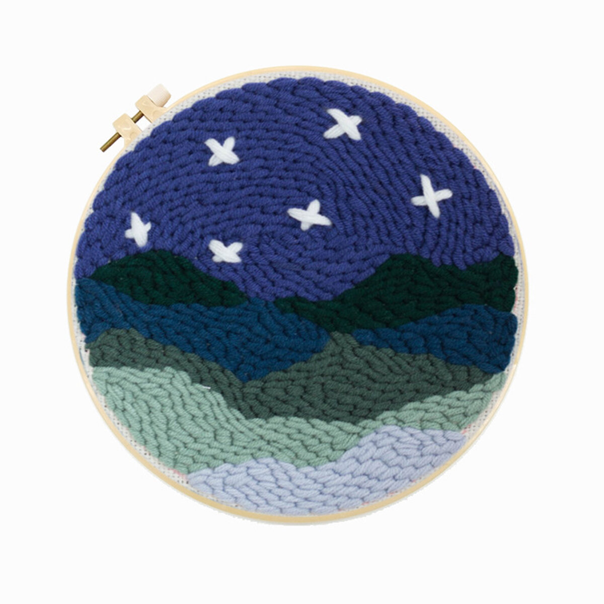 DIY Embroidery Material Kit Poke Embroidery Set Handmade Gift Decorative Cross Stitch Rubbing with Hoops Circle Ring Set Starter Kit (without stand), Embroidery Flosses Kit, Linen, Package size 150*120*40mm, Package weight 170g, Polybag packing, 1x cross