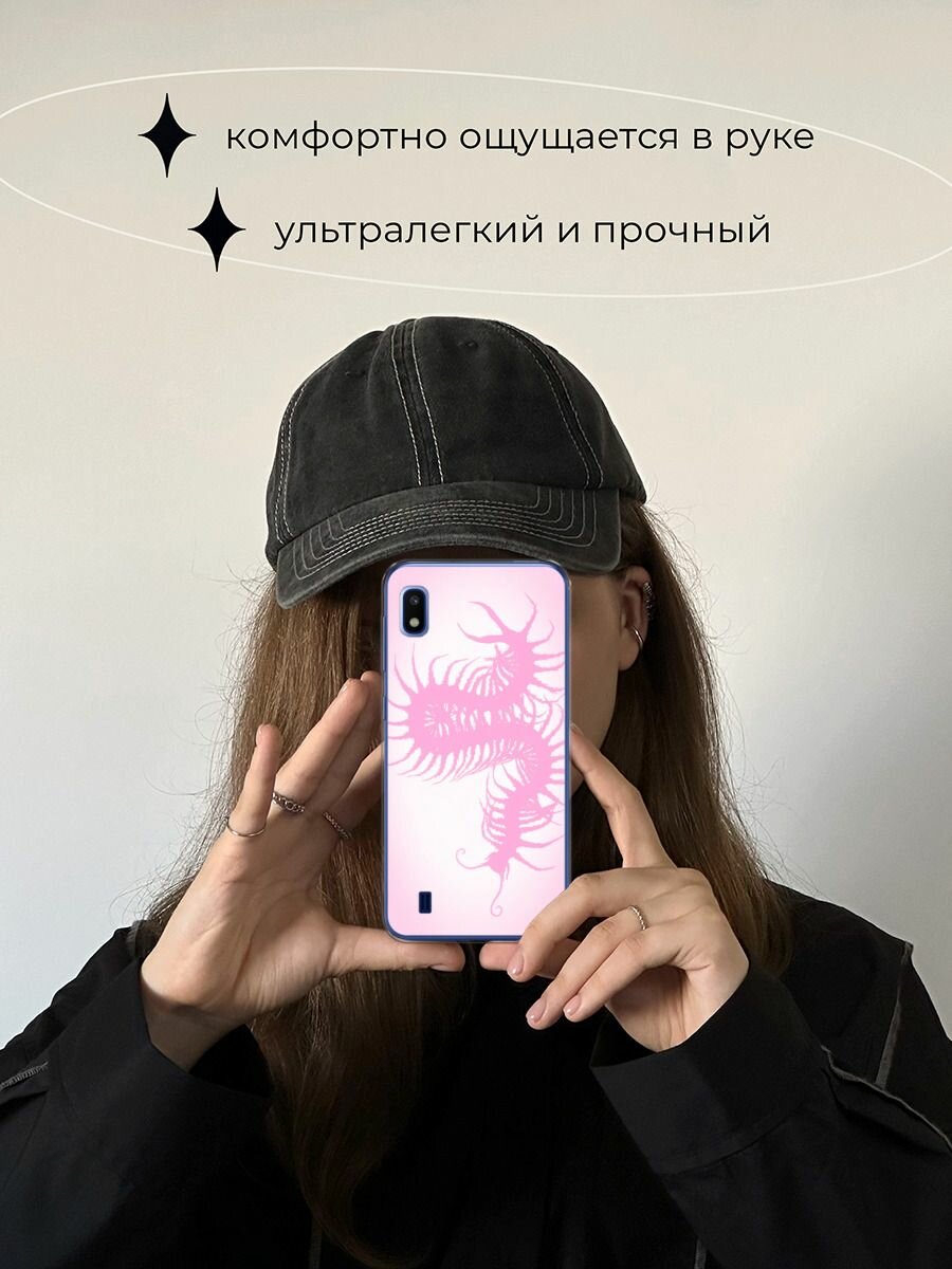 Чехол на Samsung Galaxy A10 / Самсунг Галакси А10 с принтом Розовая многоножка — фото 1