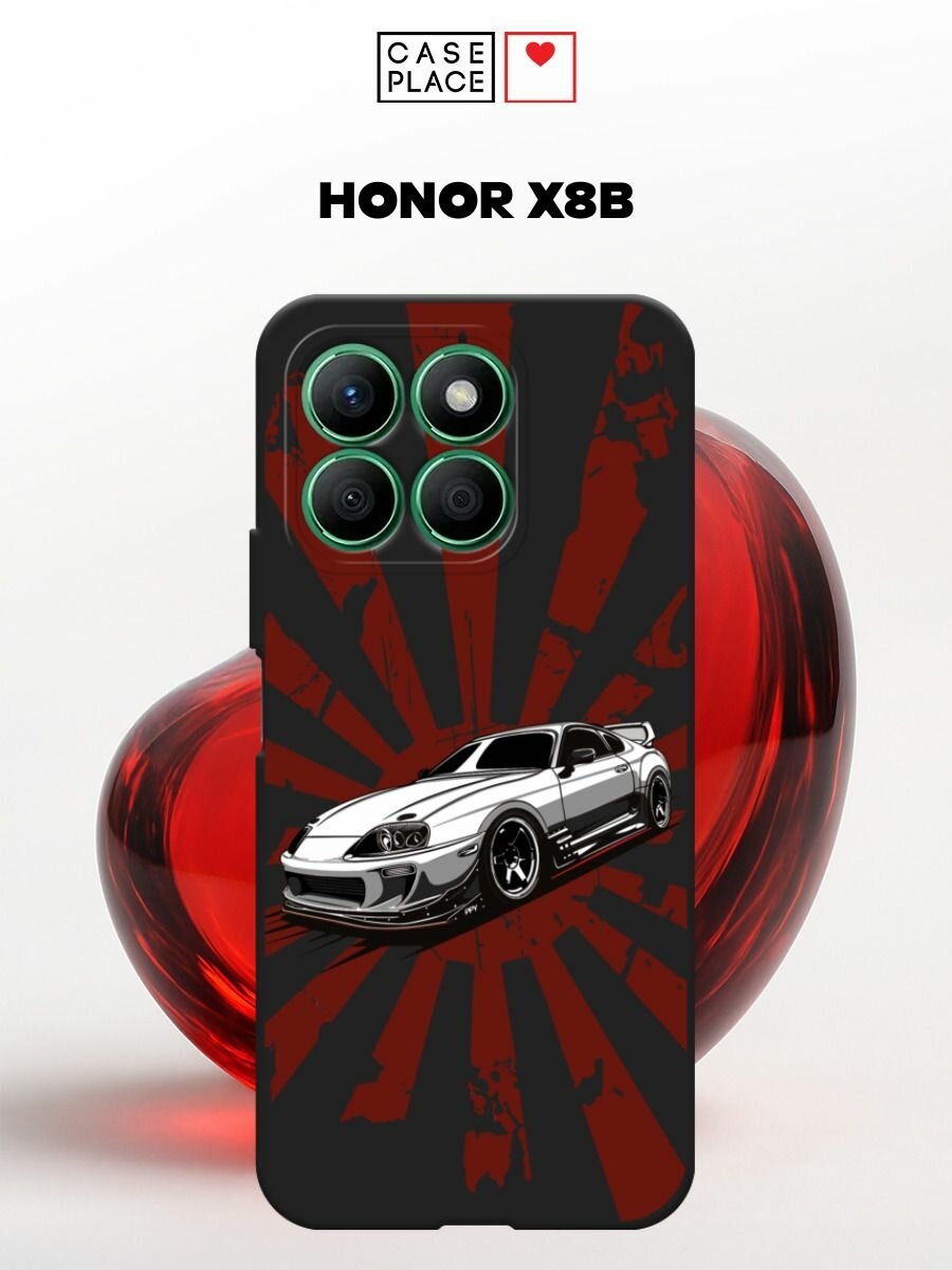 Черный матовый чехол на Honor X8B / Хонор Х8B с принтом Спортивный автомобиль