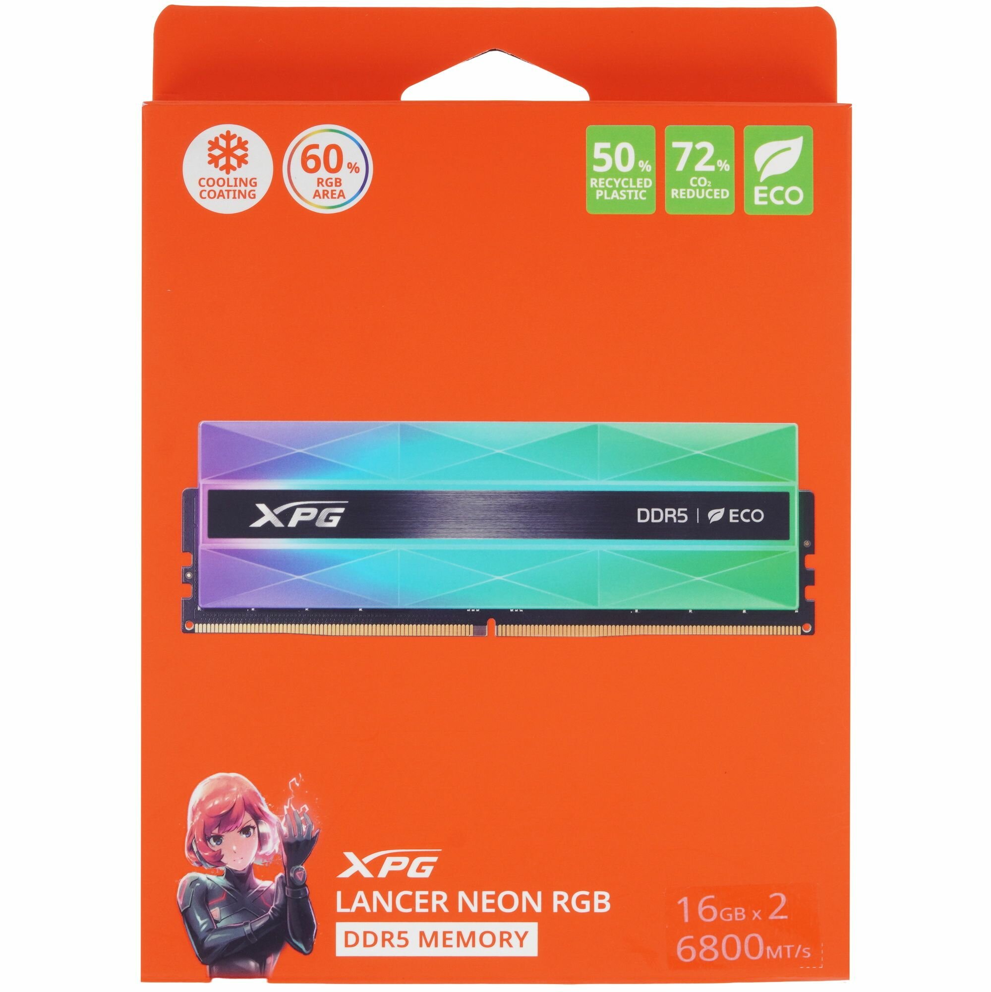 Оперативная память ADATA LANCER NEON RGB AX5U6800C3416G-DCLANRSG 32 ГБ