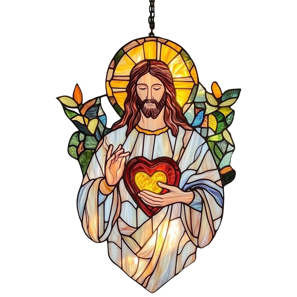 Витражи с изображением Христа, разноцветные стеклянные подвески, подарок на день рождения