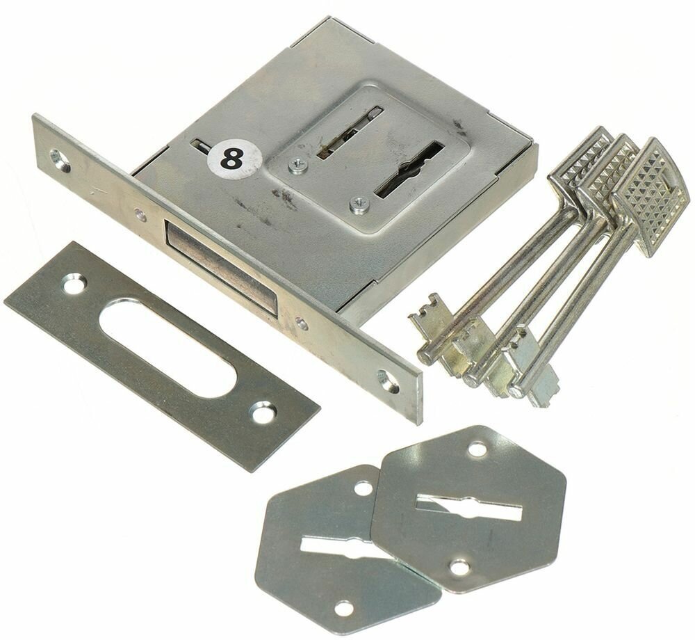 Замок врезной Птимаш, ЗВ 8-4, без ручки, сувальдный, 3 ключа
