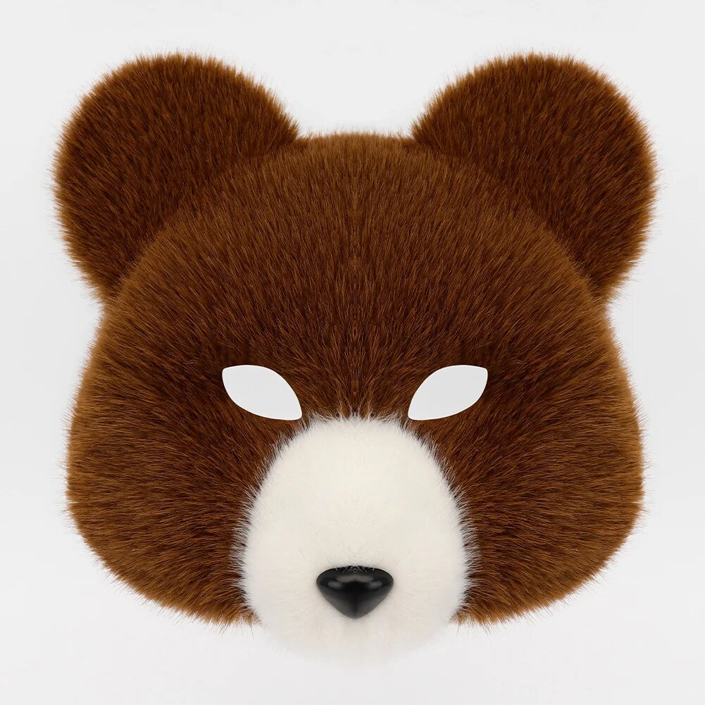 Плюшевая маска медведь brown and white